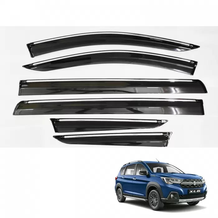 Maruti Nexa XL6 Car Window Door Visor with Chrome Line Set Of 6Pcs. morelife mall